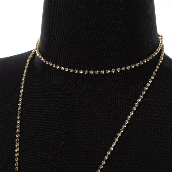 Jewelry | Rhinestone Bling Chokerlong Necklace | Poshmark